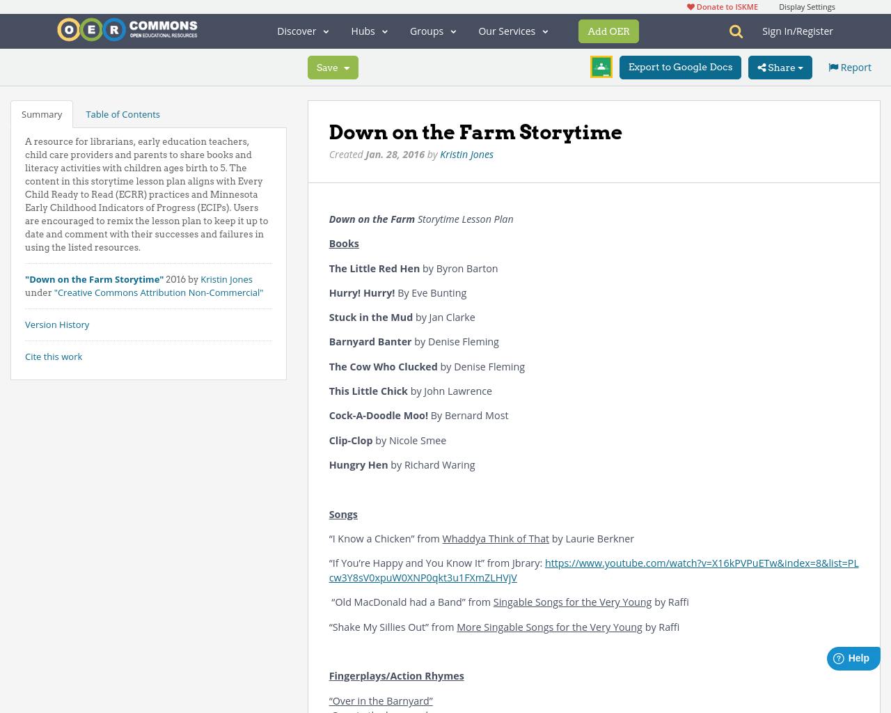 Down on the Farm Storytime | OER Commons